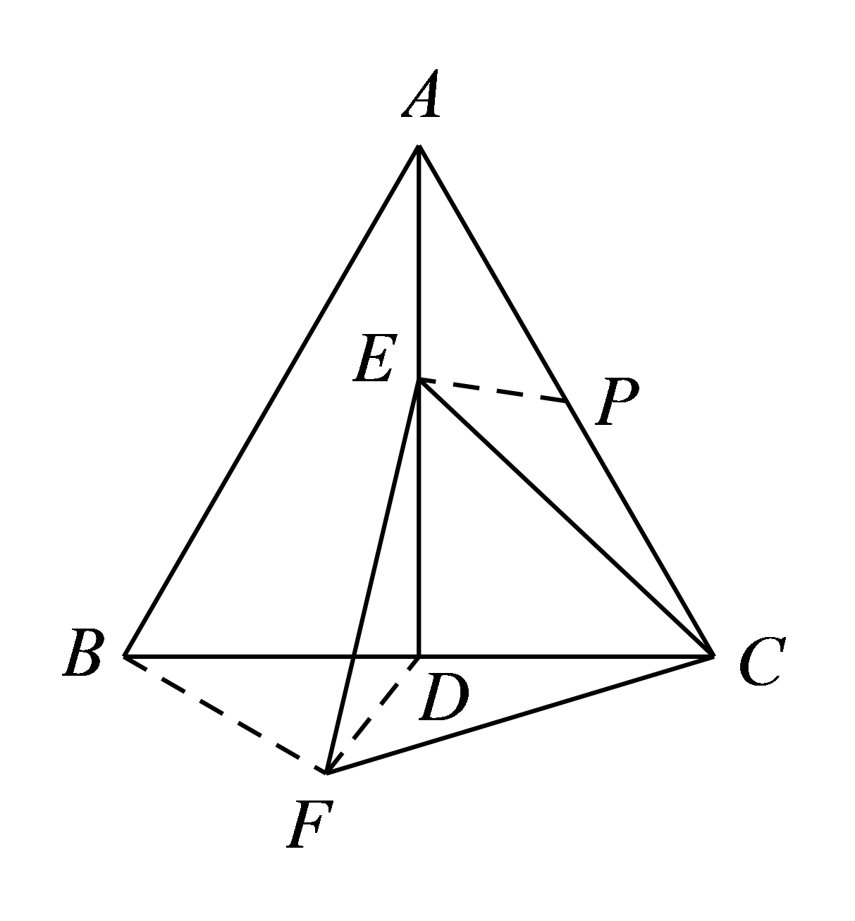 如图所示: Abc是边长为4的等边三角形,ad为bc边上的高,点e为线段ad上的一动点,以ce为边向下作等边 Cef,连接df,则线段df的