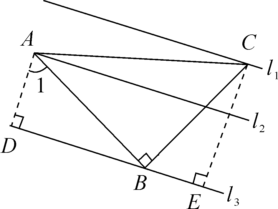 如图,在 Abc中,∠abc=90°,ab=bc,三角形的顶点在相互平行的三条直线l1,l2,l3上,且l1,l2的距离为2,l2,l3的距离