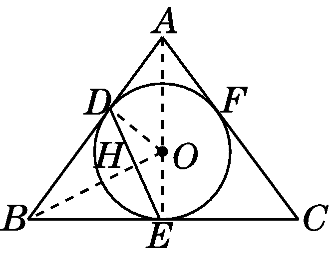 如图等腰三角形abc的内切圆⊙o与abbcca分别相切于点def且abac5bc6则de的长是 A B C