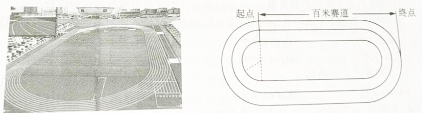 如图所示:某运动场上的400米跑道,各条直道互相平行,弯道为半圆形,跑道宽度均为 1m。计算中π取314,结果精确到0011若两位